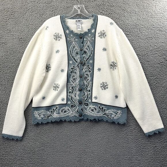 Koret | Sweaters | Vintage Koret Knit Cardigan Sweater Snowflakes ...